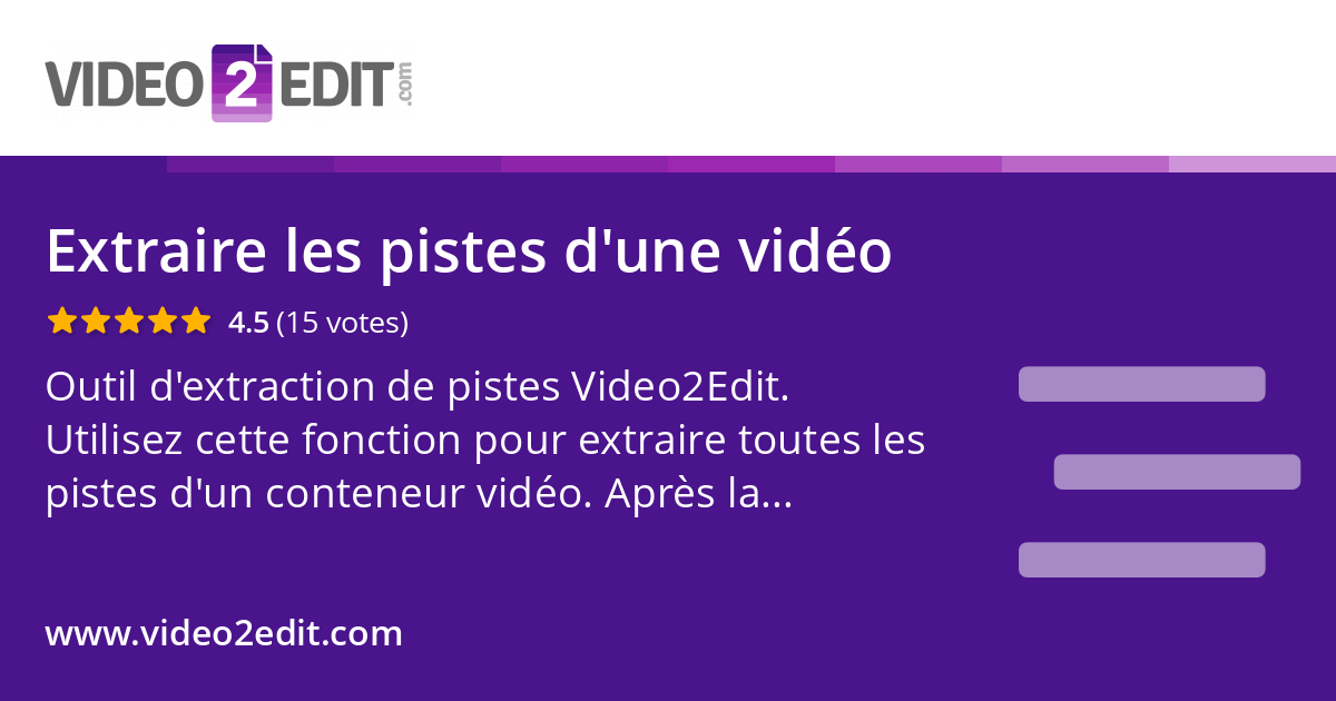 Extraire les pistes d'une vidéo