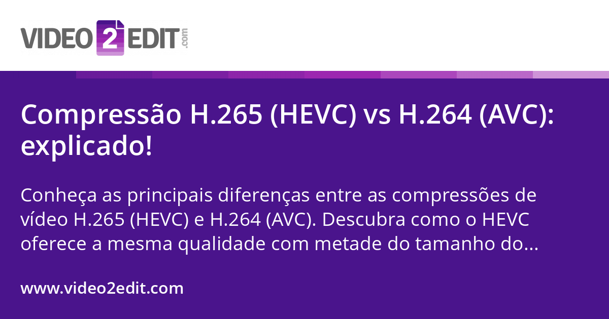 Compressão H.265 (HEVC) vs H.264 (AVC): explicado!