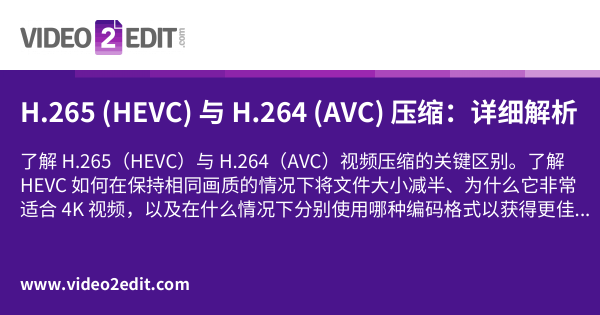 H.265 (HEVC) 与 H.264 (AVC) 压缩：详细解析